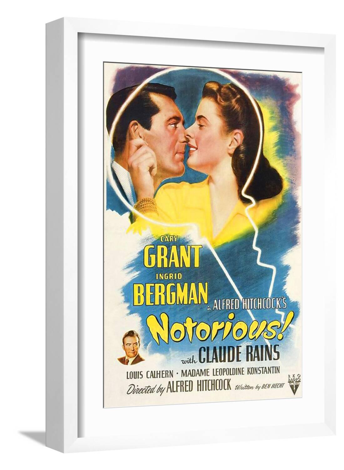 Art.com Notorious, Cary Grant, Ingrid Bergman, Claude Rains, 1946 Art Print, White Frame Wall ...