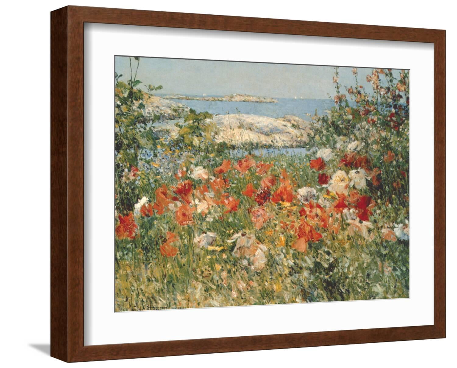 Art.com Ocean View Art Print by Childe Hassam, Brown Frame Wall Art, 21 ...