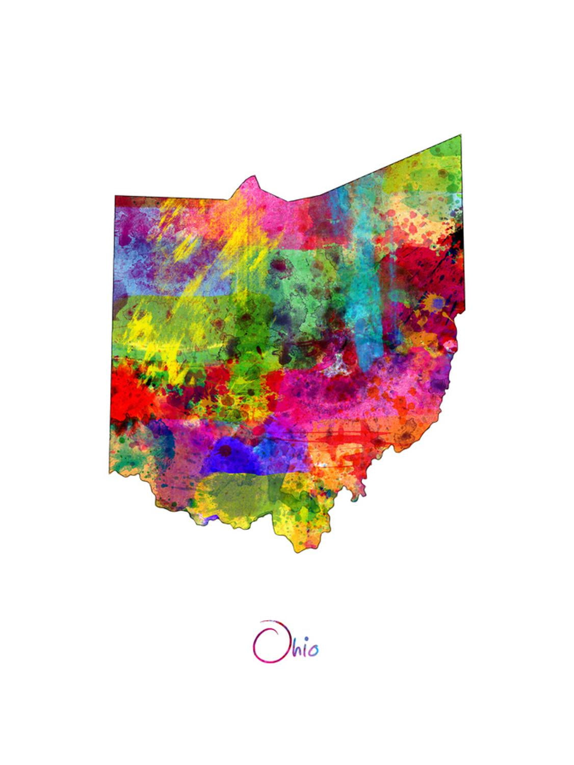 Art.com Ohio Map Art Print by Michael Tompsett, 18" x 24" - Walmart.com