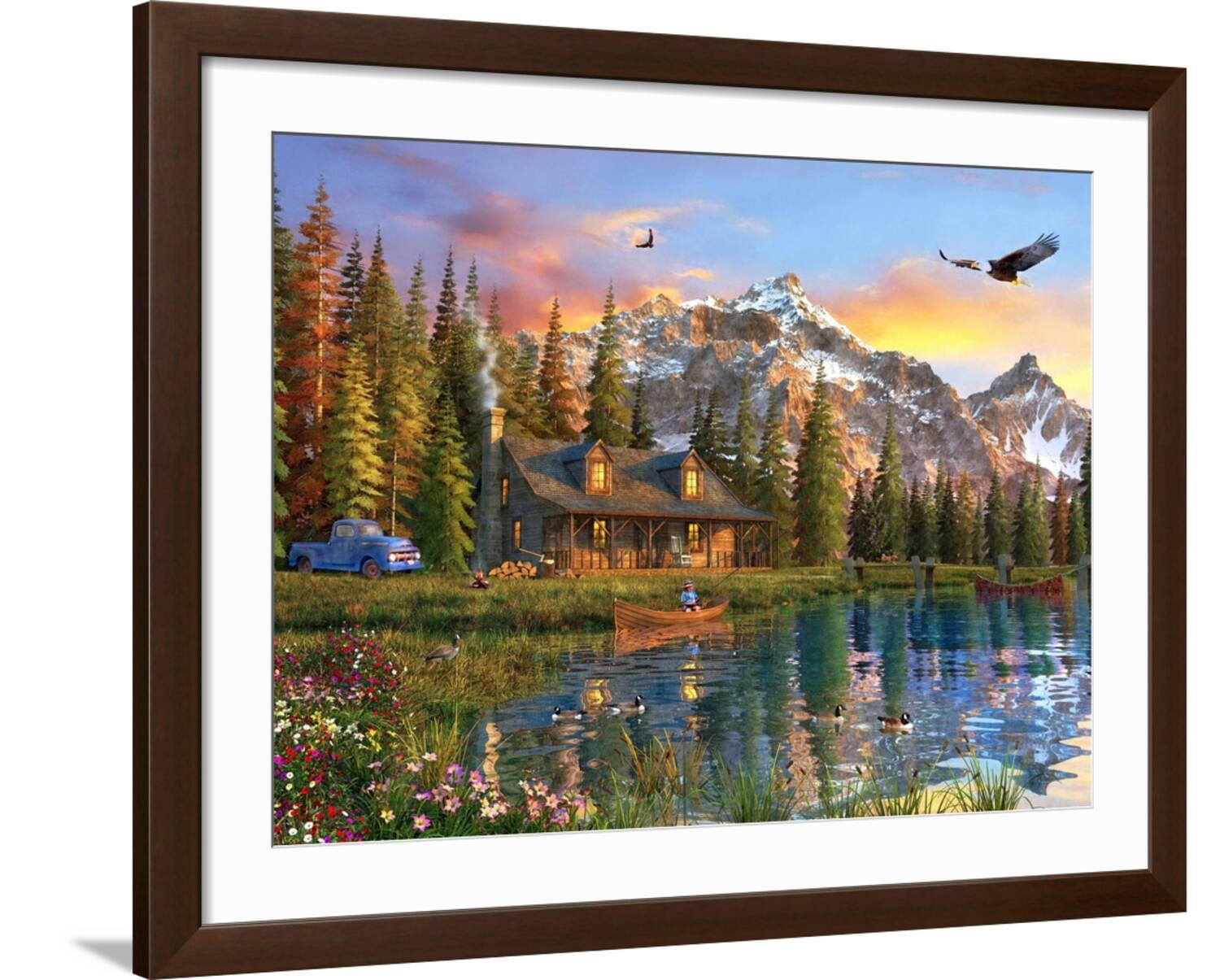 Art.com Old Log Cabin Art Print by Dominic Davison, Brown Frame Wall ...
