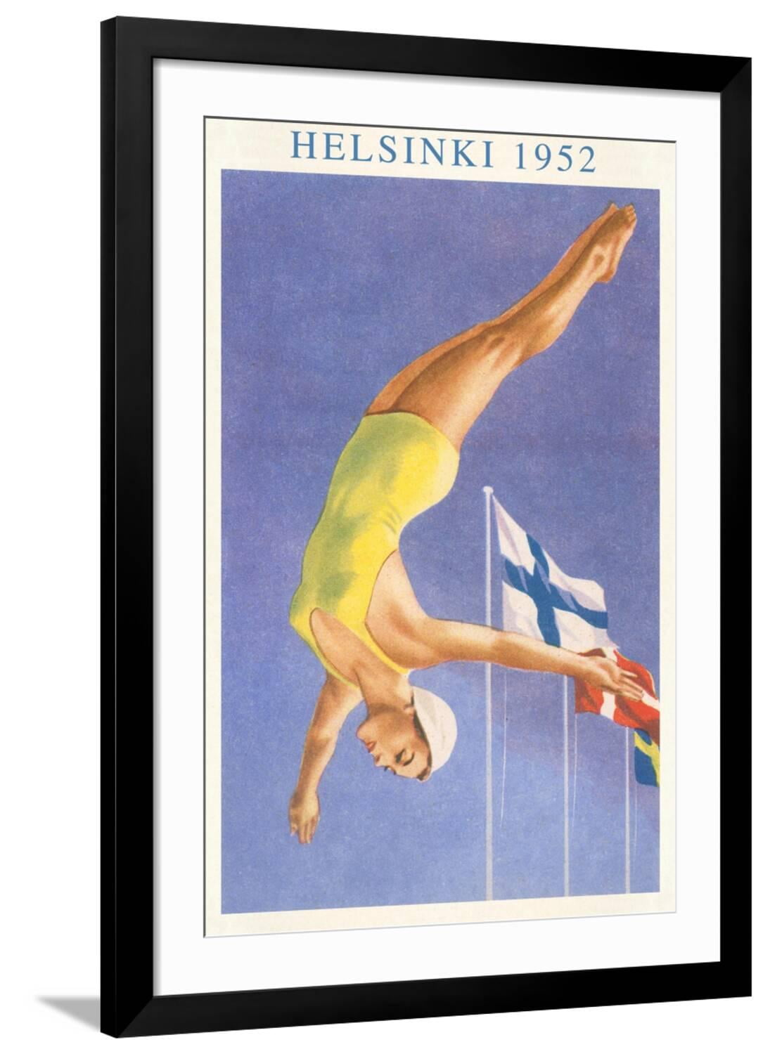 Art.com Olympic Diving, Helsinki, Finland, 1952 Art Print, Black Frame ...