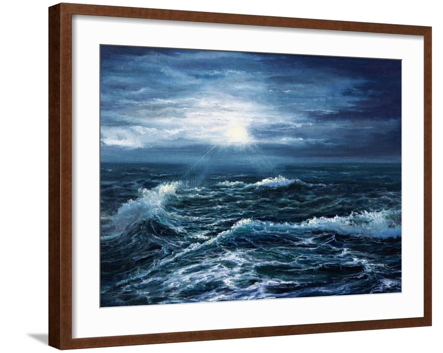 Art.com Original Oil Painting Showing Waves in Ocean or Sea on Canvas ...