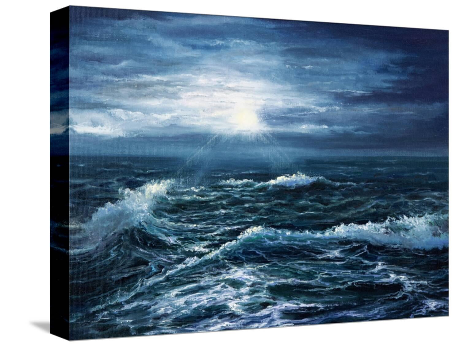 Art.com Original Oil Painting Showing Waves in Ocean or Sea on Canvas ...