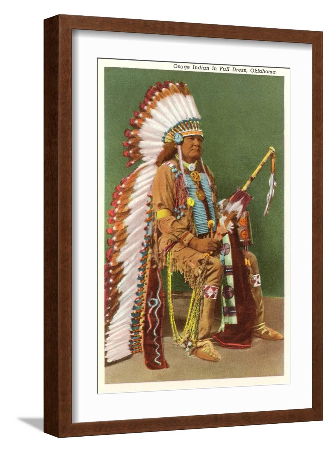 Art.com Osage Indian in Full Dress, Oklahoma Art Print, Brown Frame ...