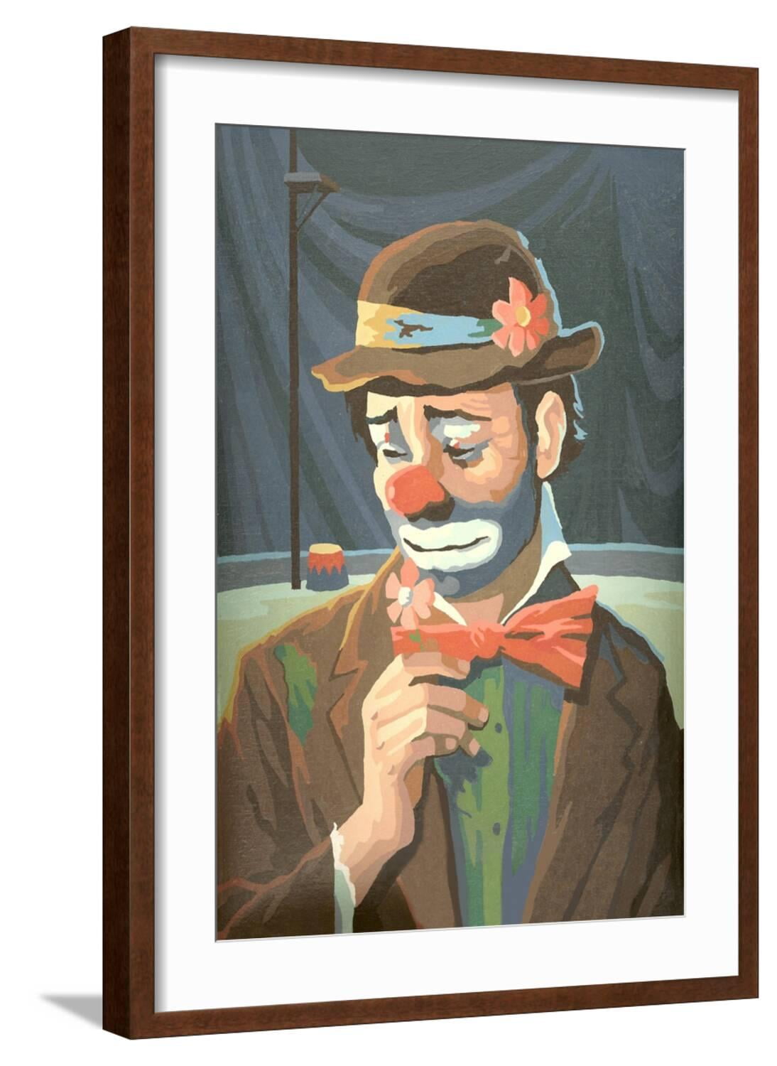 Art.com Paint by Numbers, Sad Clown Art Print, Brown Frame Wall Art, 21 ...