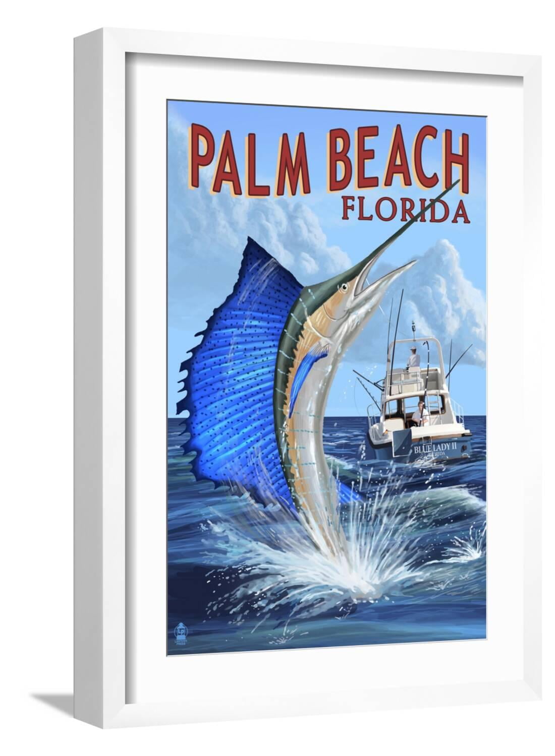 Art.com Palm Beach, Florida - Sailfish Scene Art Print by Lantern Press ...
