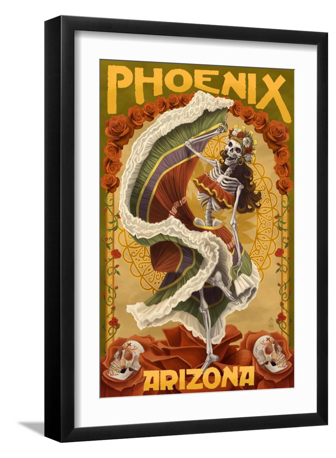 Art.com Phoenix, Arizona - Day of the Dead Dancing Skeleton Art Print ...