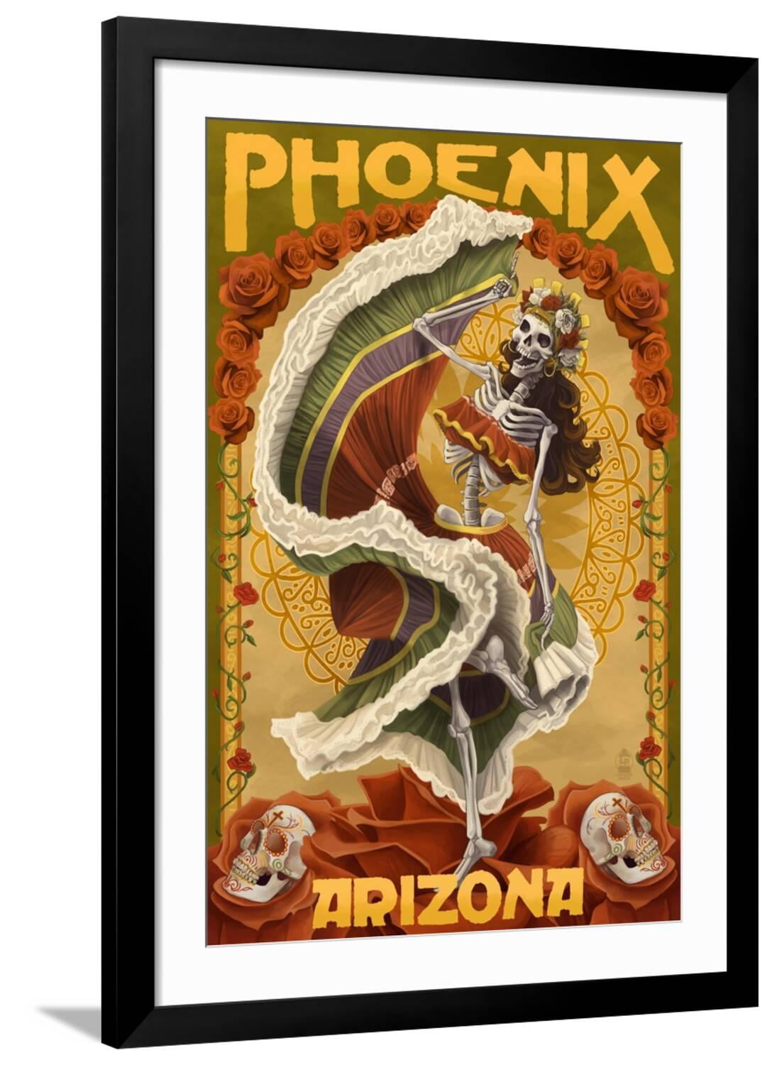 Art.com Phoenix, Arizona - Day of the Dead Dancing Skeleton Art Print ...