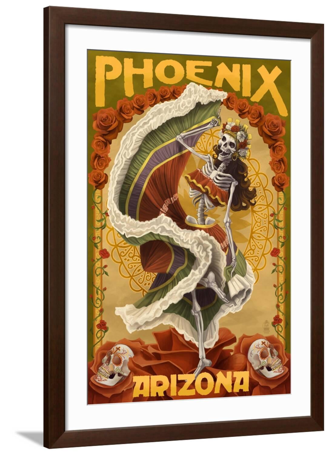 Art.com Phoenix, Arizona - Day of the Dead Dancing Skeleton Art Print ...