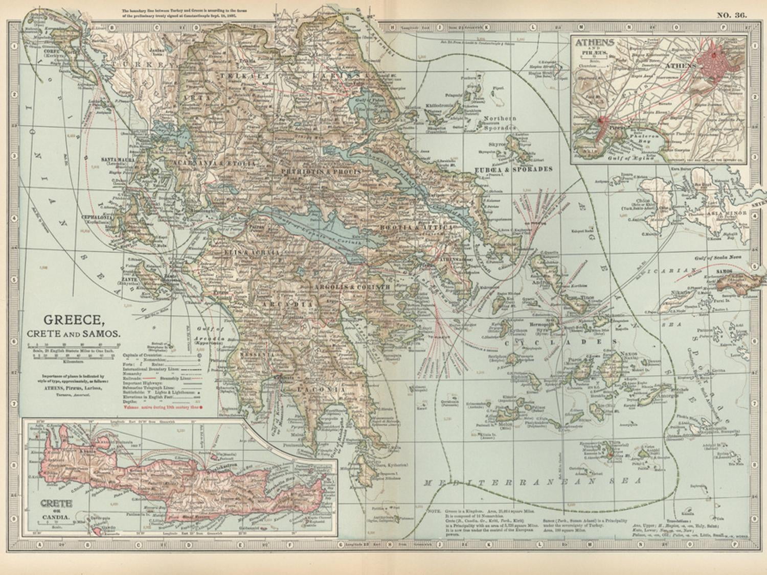 Art.com Plate 36. Map of Greece Art Print by Encyclopaedia Britannica ...
