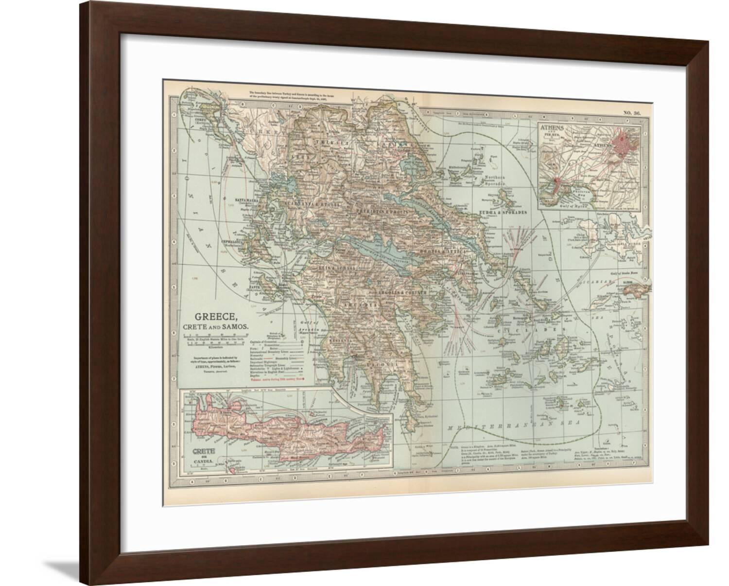 Art.com Plate 36. Map of Greece Art Print by Encyclopaedia Britannica ...