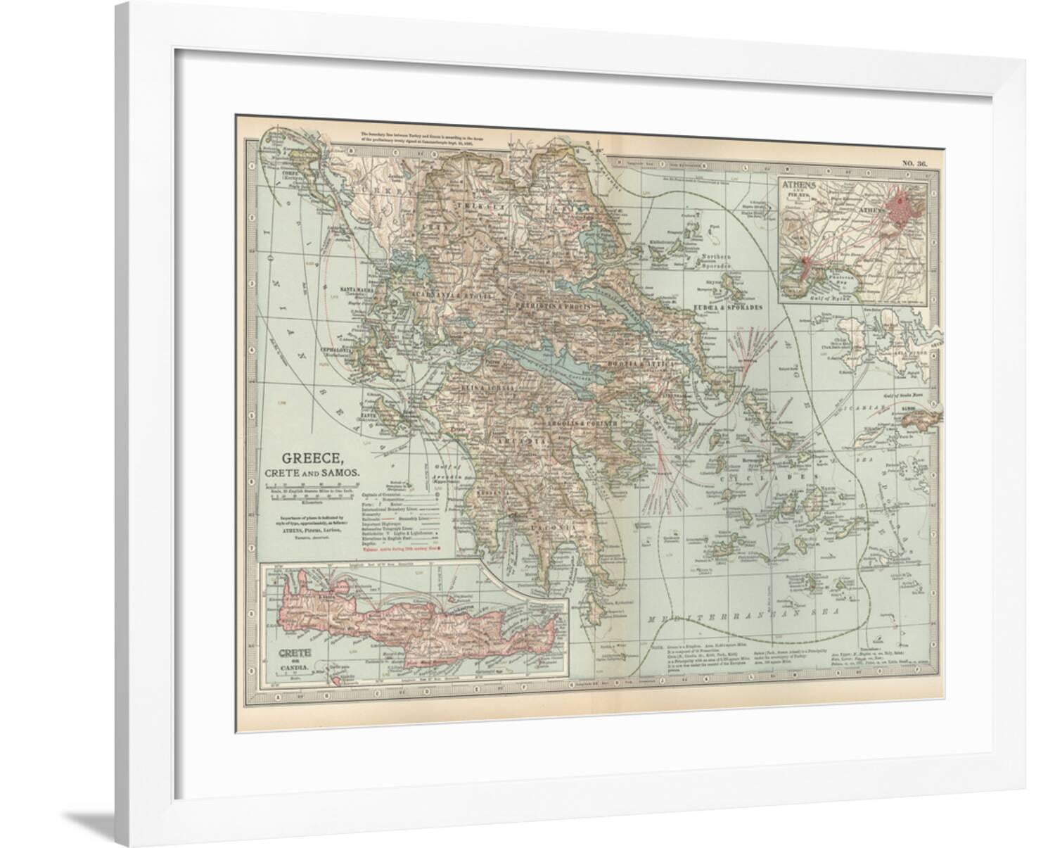 Art.com Plate 36. Map of Greece Art Print by Encyclopaedia Britannica ...