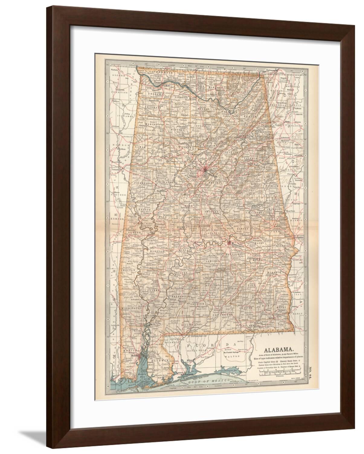 Art.com Plate 84. Map of Alabama. United States Art Print by ...