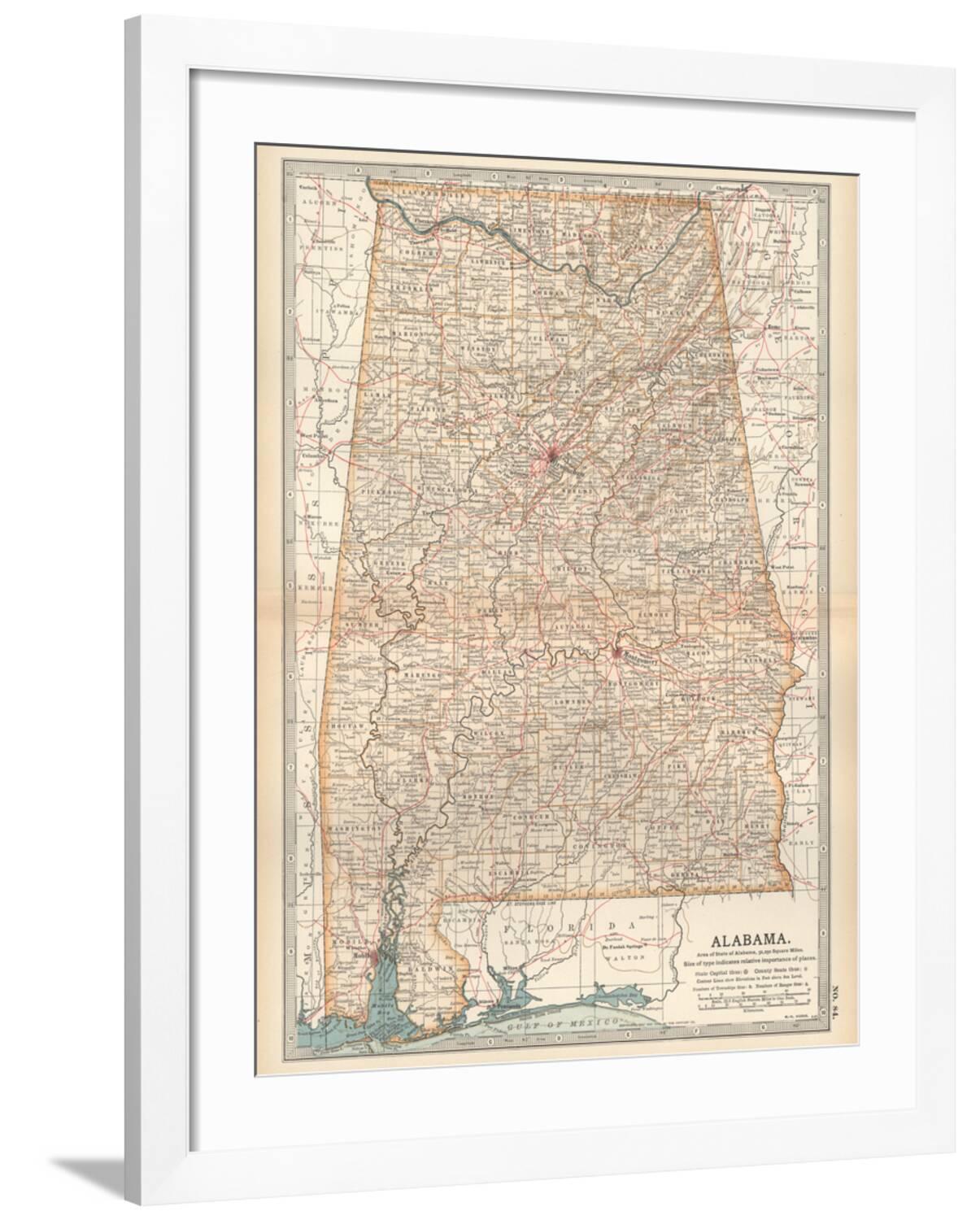 Art.com Plate 84. Map of Alabama. United States Art Print by ...
