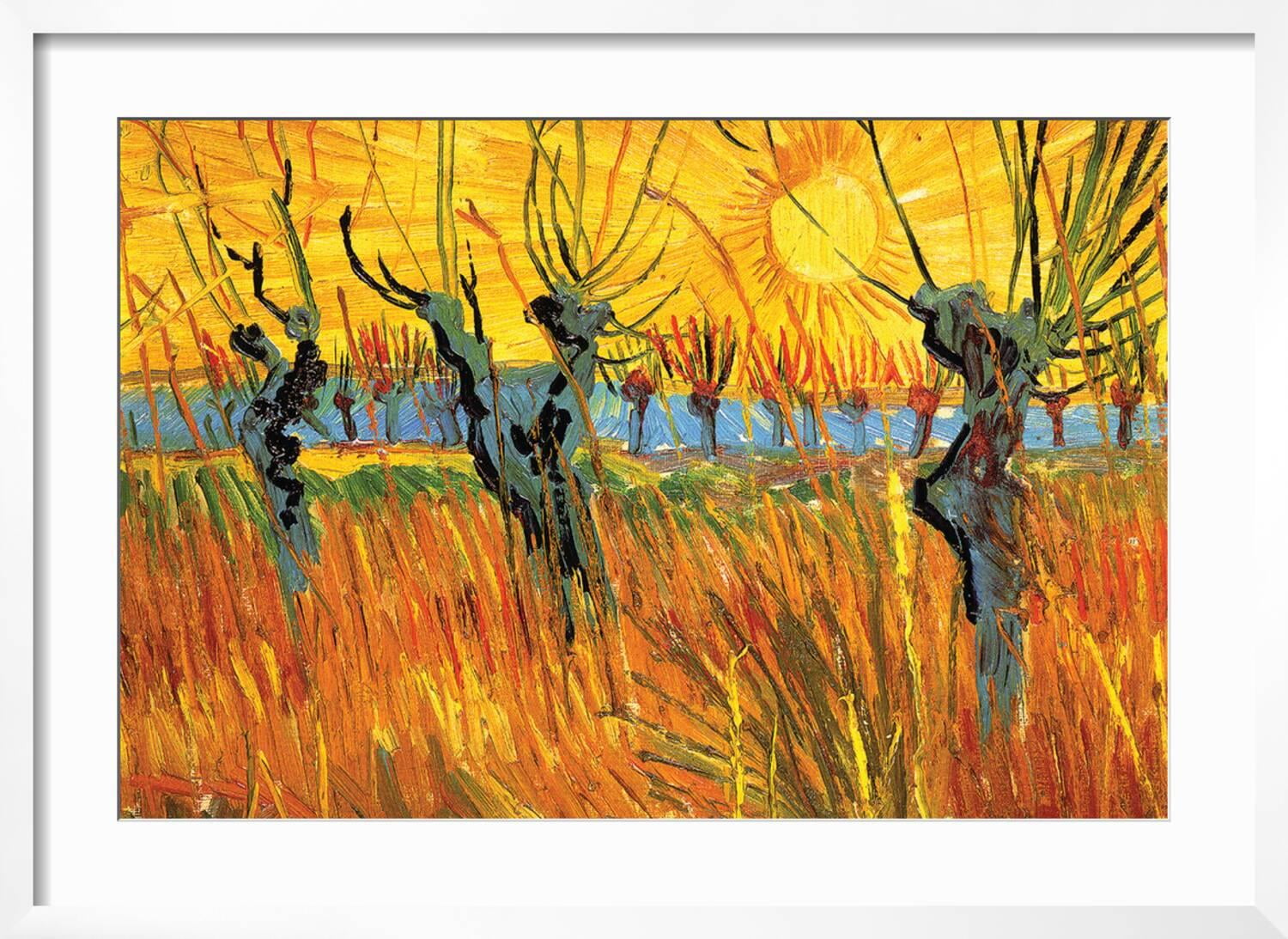Art.com Pollard Willows at Sunset Art Print by Vincent van Gogh, White ...