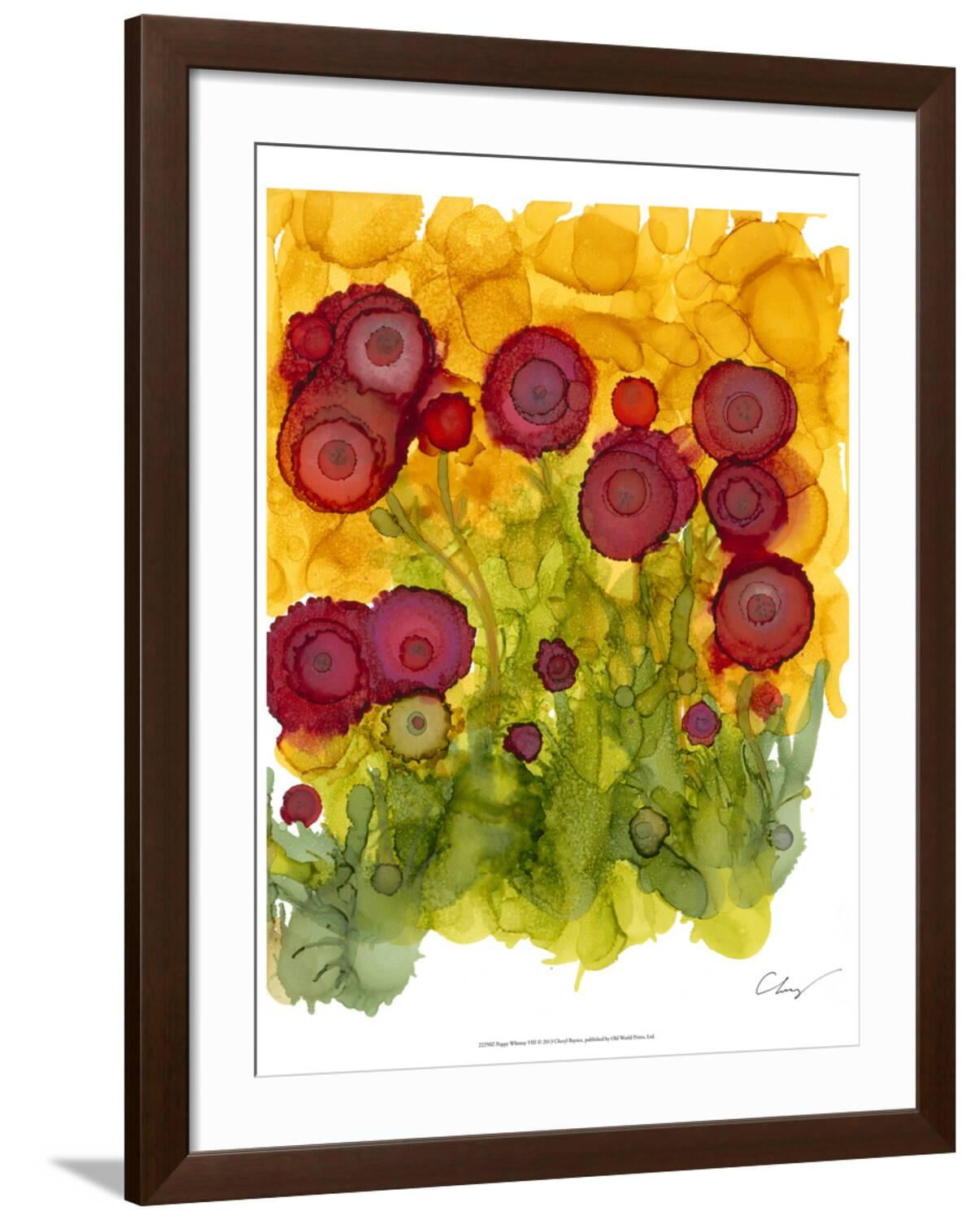 Art.com Poppy Whimsy VIII Art Print by Cheryl Baynes, Brown Frame Wall ...