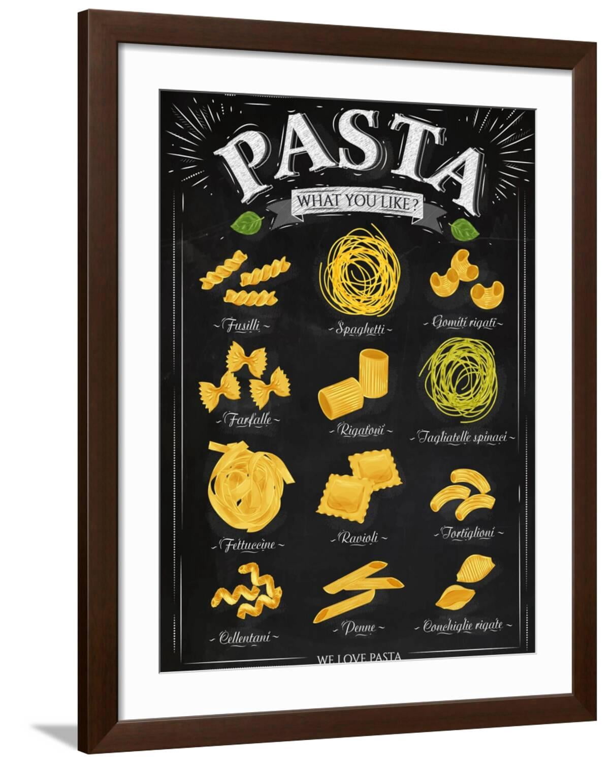Art.com Poster Pasta Chalk Art Print by anna42f, Brown Frame Wall Art ...