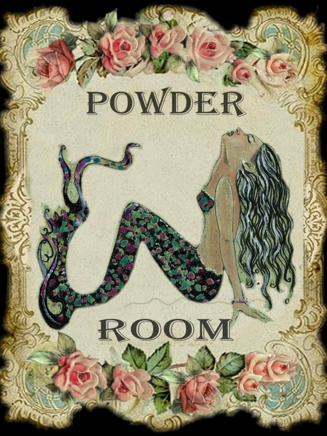 Art.com Powder Room Mermaid with Vintage Roses Art Print by sylvia ...