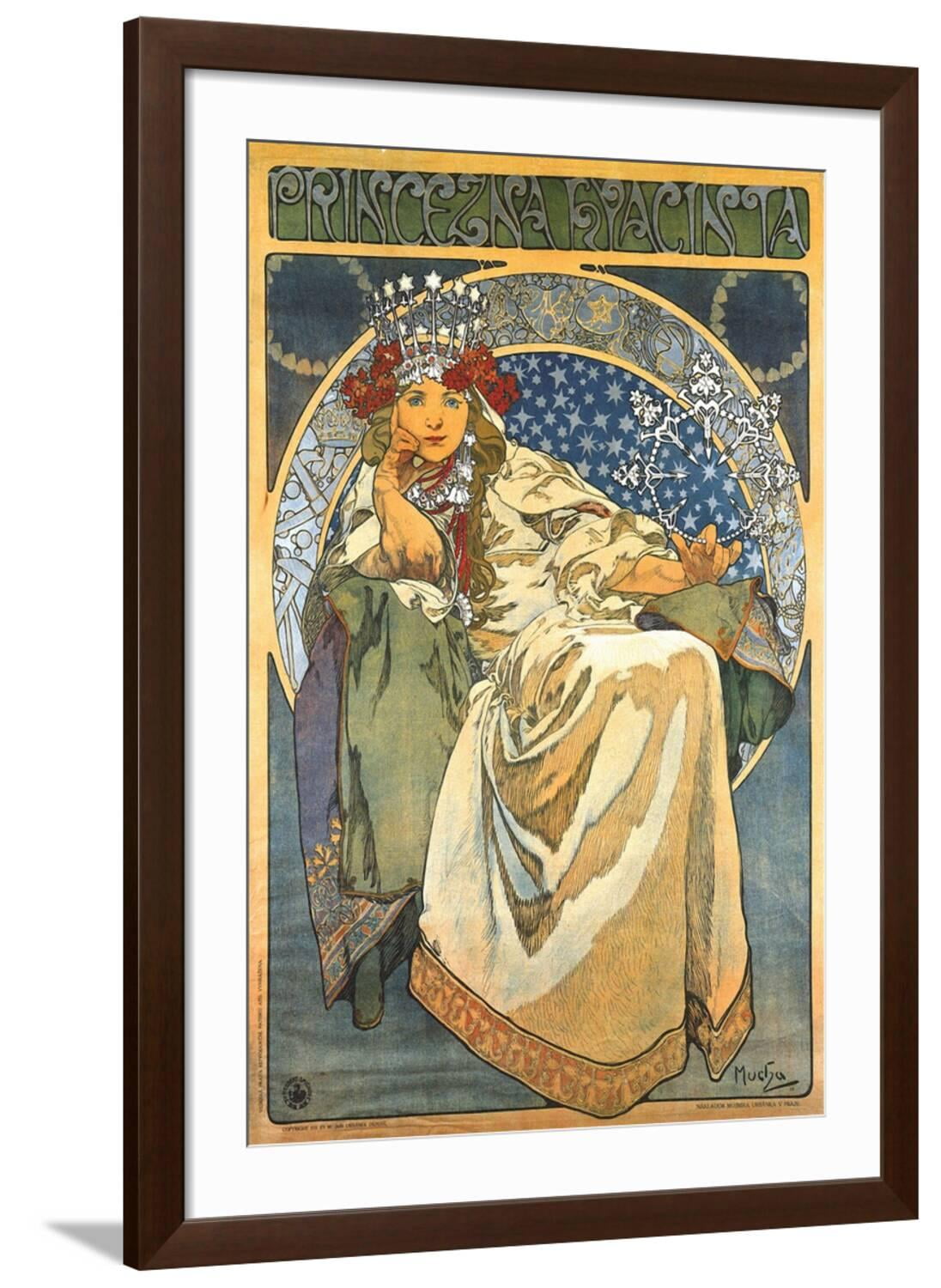 Art.com Princess Hyacinth Art Print by Alphonse Mucha, Brown Frame Wall ...