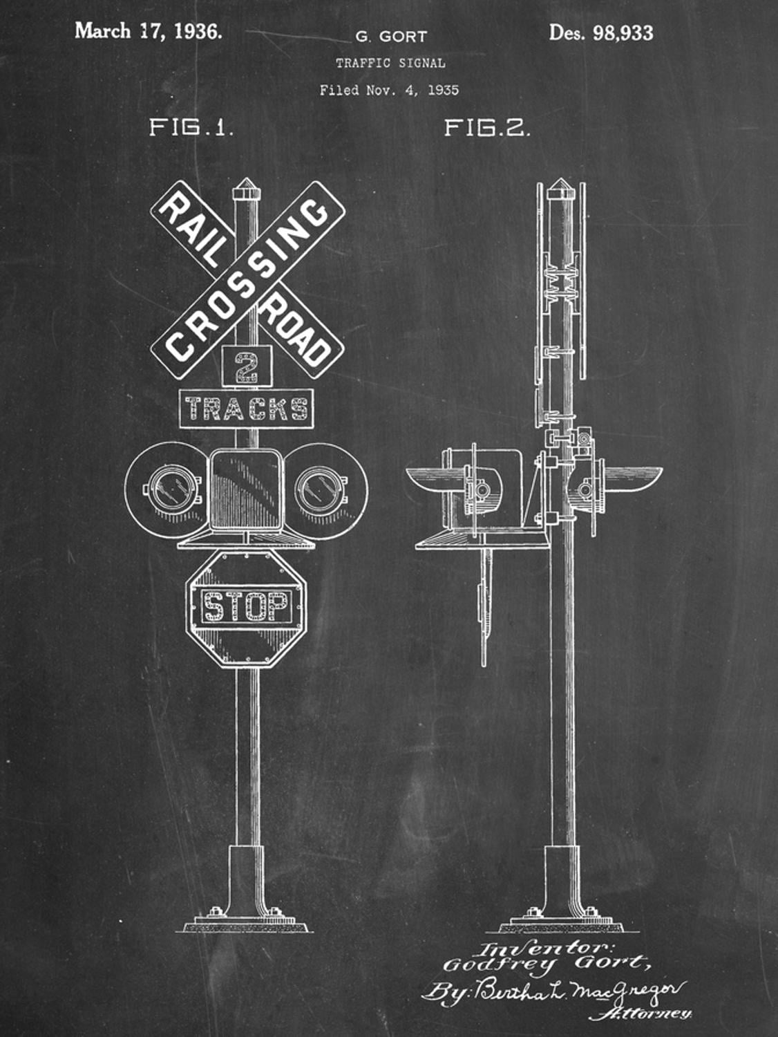 Art.com Railroad Crossing Signal Patent Art Print, 18" x 24" - Walmart.com