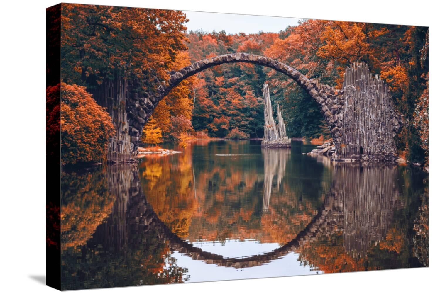 Art.com Rakotz Bridge (Rakotzbrucke, Devil's Bridge) in Kromlau, Saxony, Germany. Colorful ...