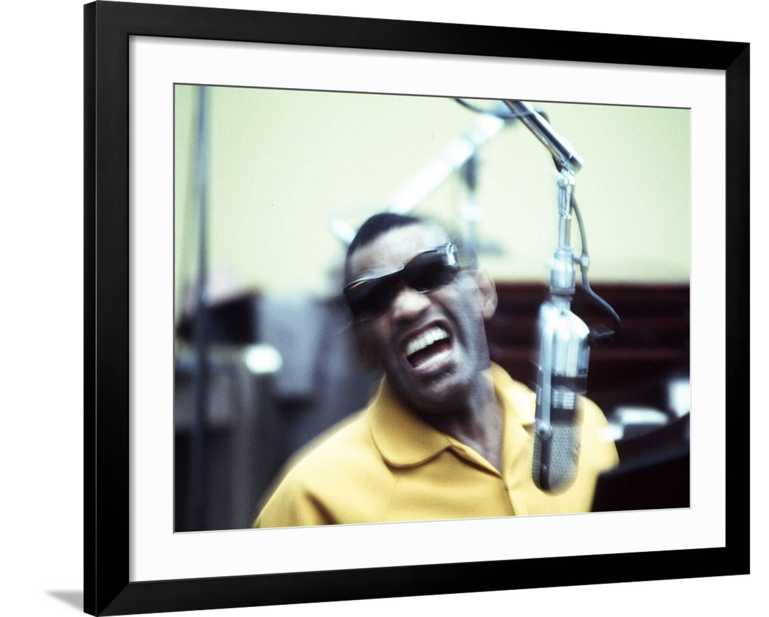 Art.com Ray Charles in the Recording Studio Photo, Black Frame Wall Art ...