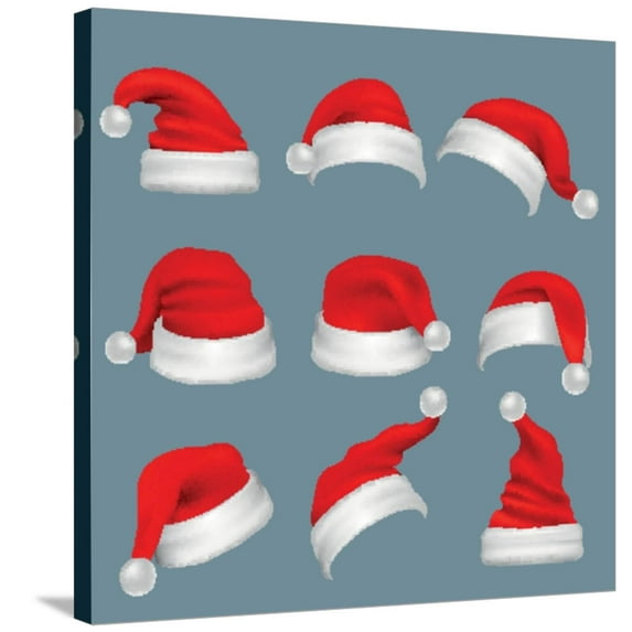 Art.com Realistic Christmas Santa Claus Red Hats Isolated Vector Set ...