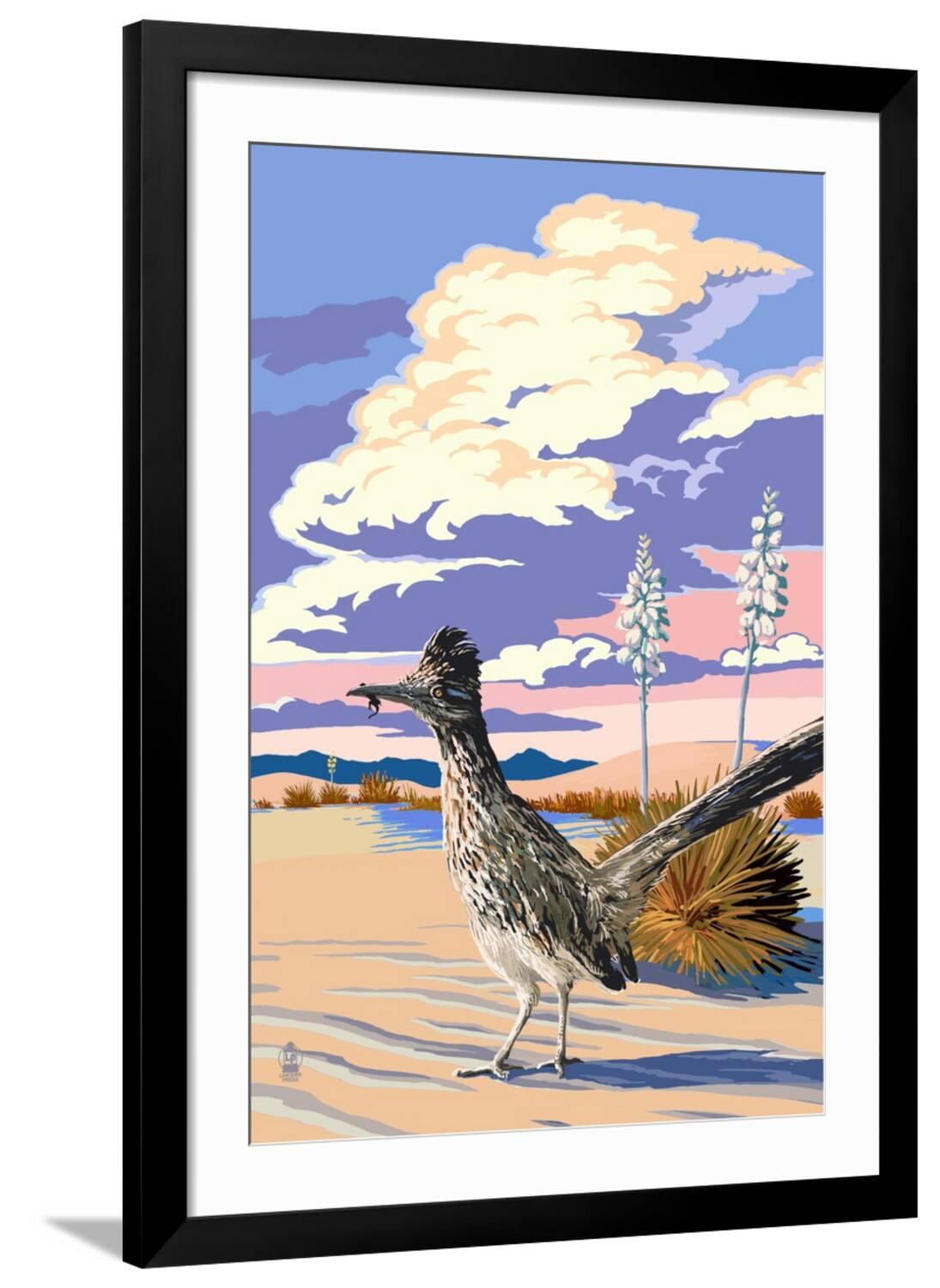 Art.com Roadrunner Scene Art Print by Lantern Press, Black Frame Wall ...