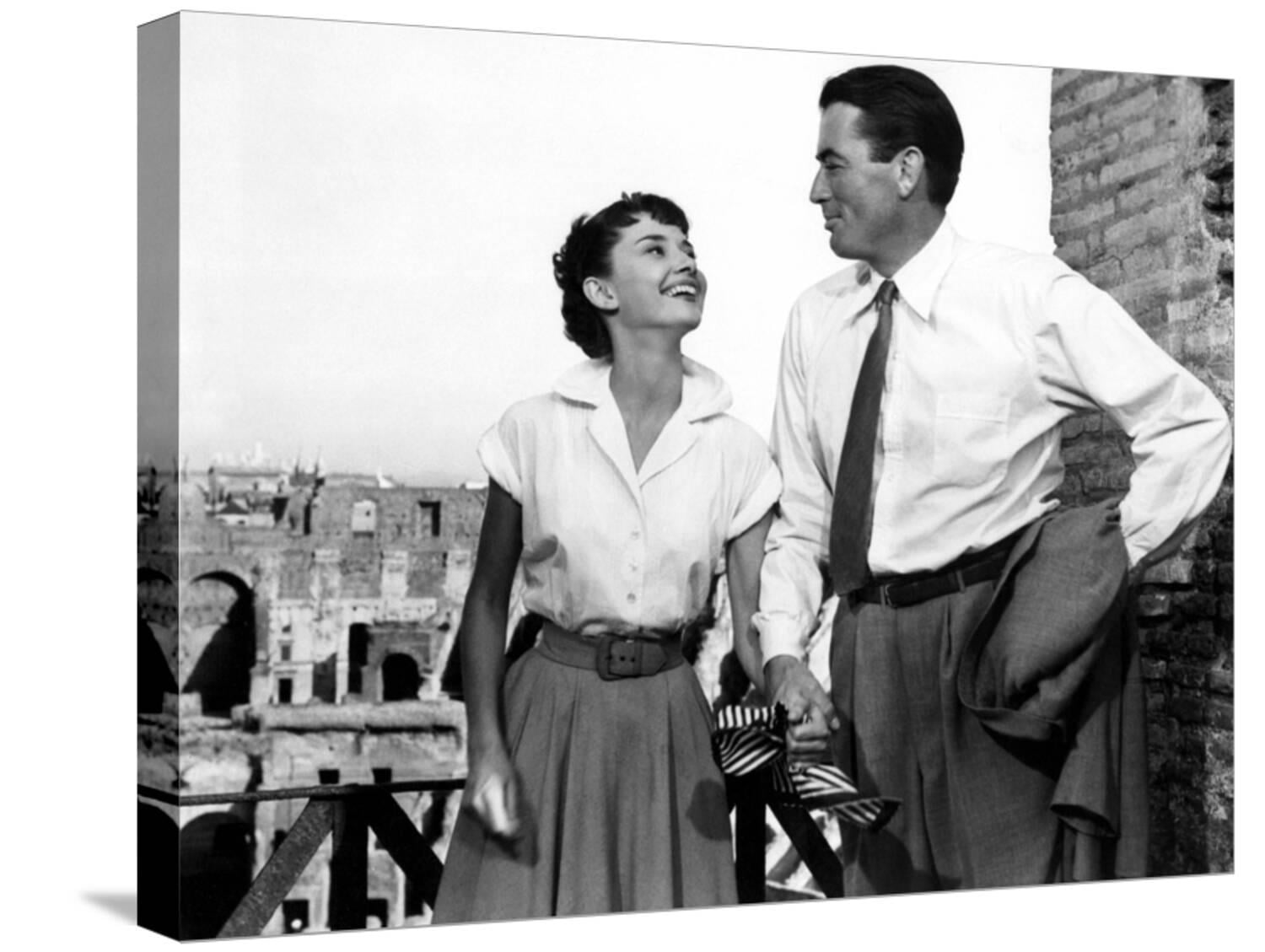 Art.com Roman Holiday, Audrey Hepburn, Gregory Peck, 1953 Stretched ...