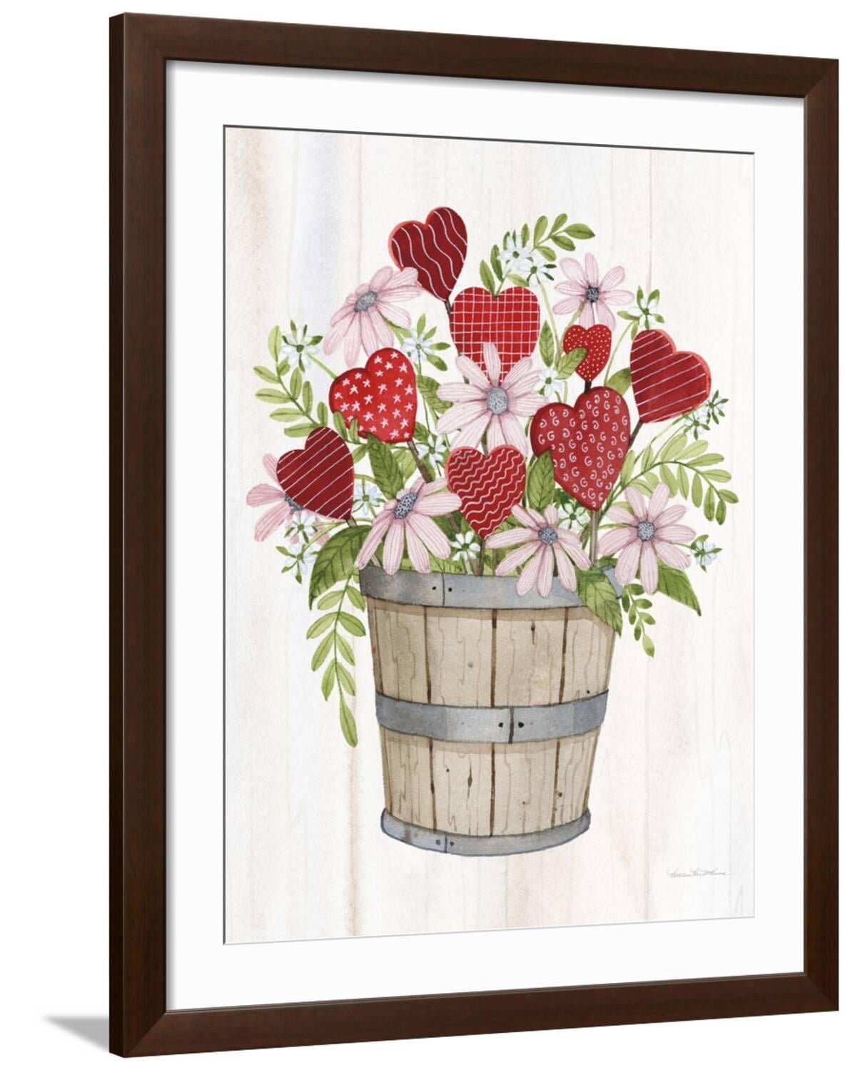 Art.com Rustic Valentine Bushel Basket Art Print by Kathleen Parr ...