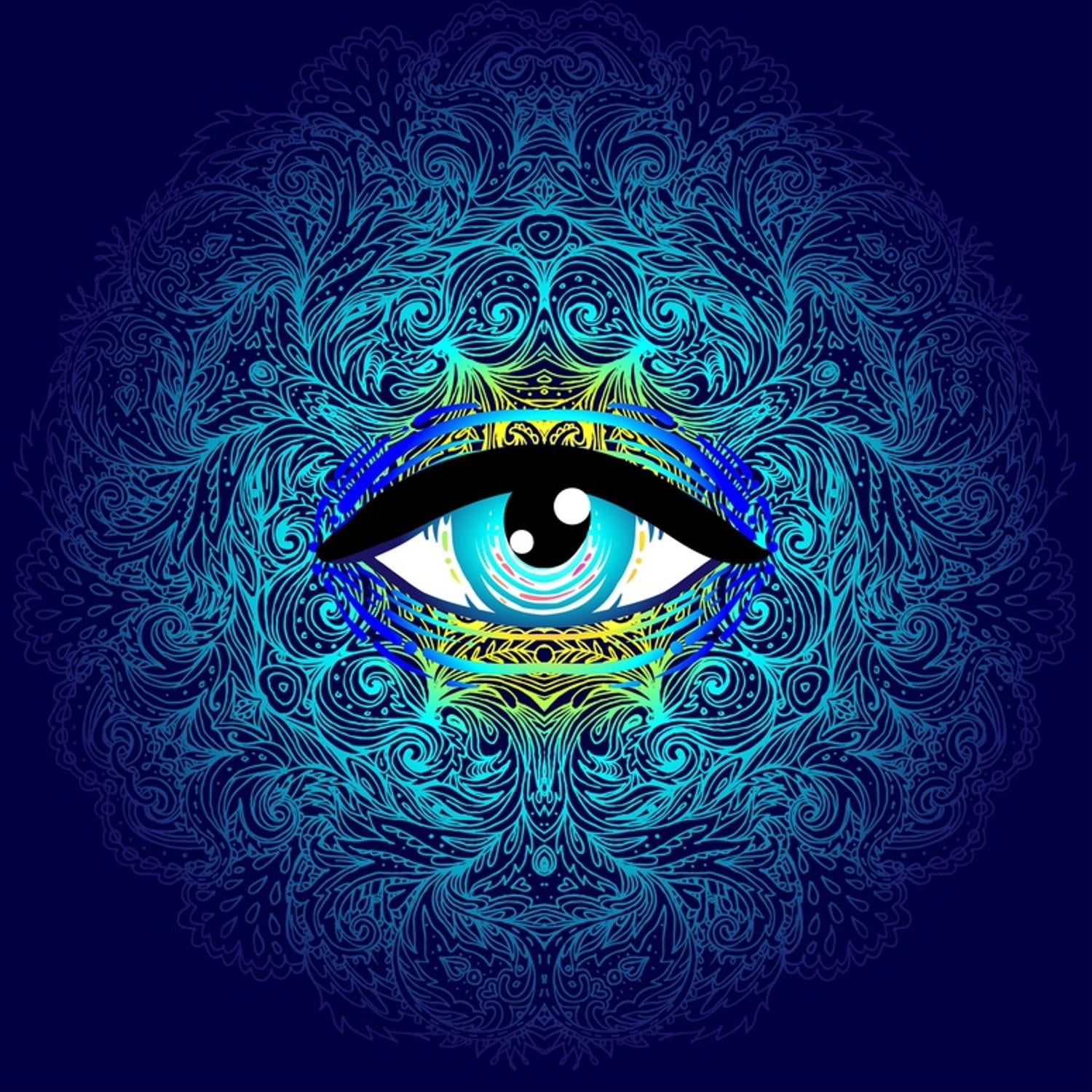 Art.com Sacred Geometry Symbol with All Seeing Eye in Acid Colors ...