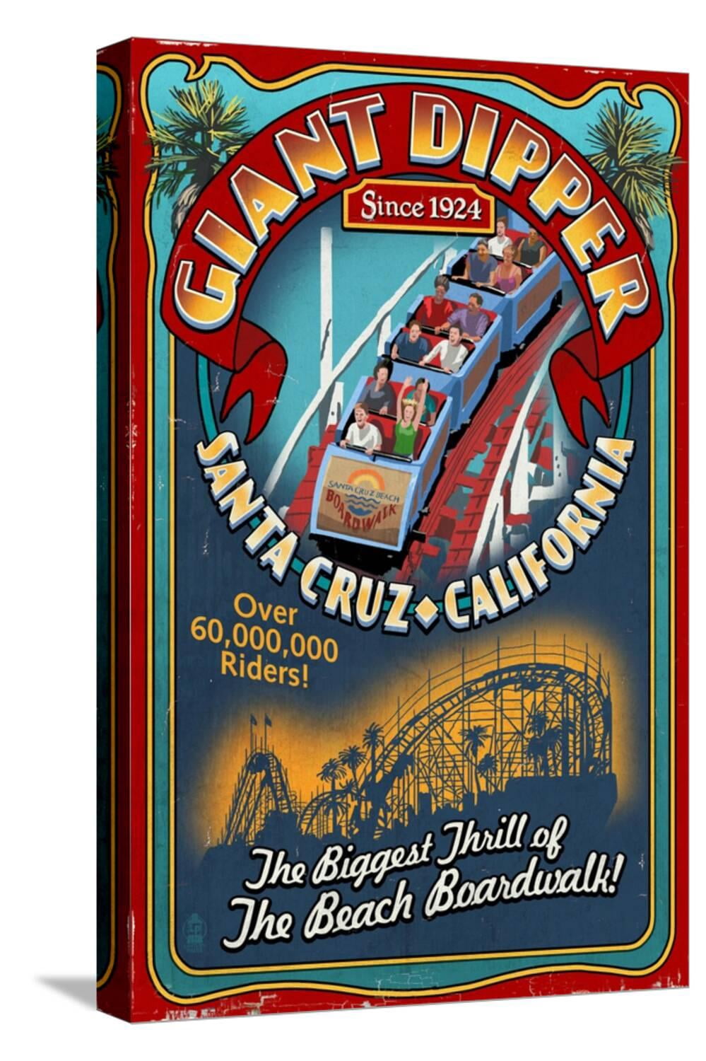 Art.com Santa Cruz, California - Giant Dipper Roller Coaster Vintage ...
