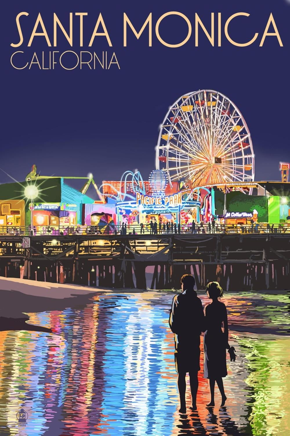 Art.com Santa Monica, California - Pier at Night Art Print by Lantern ...