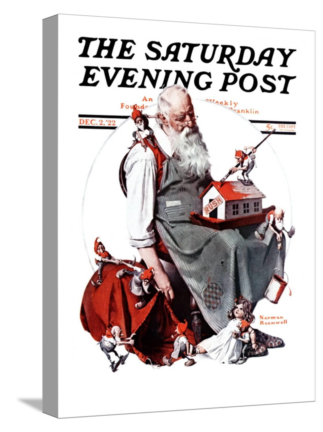 Art.com Santa with Elves Saturday Evening Post Cover, December 2,1922 ...