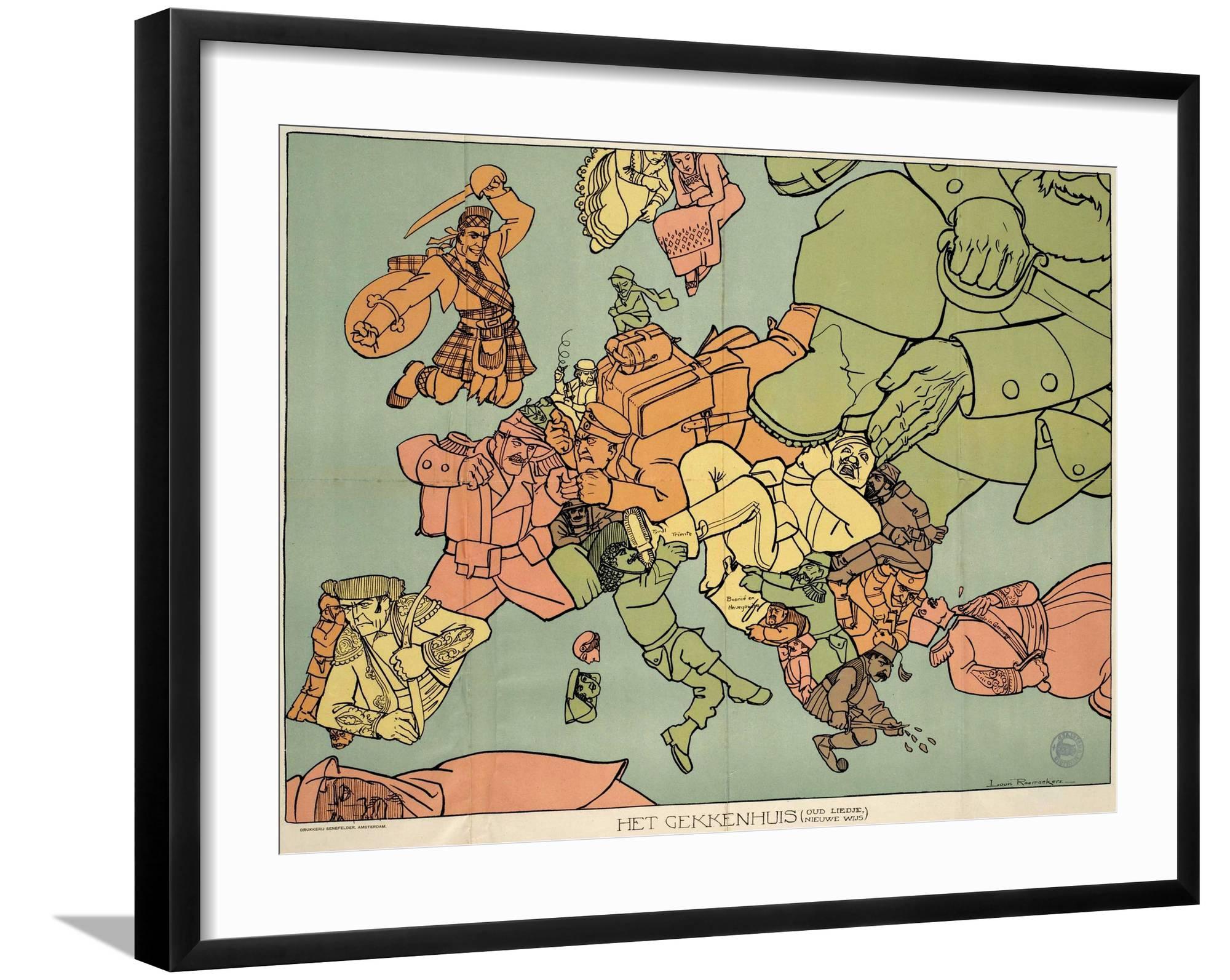 Art.com Satirical Map - The Insane Asylum Giclee Print by Louis ...