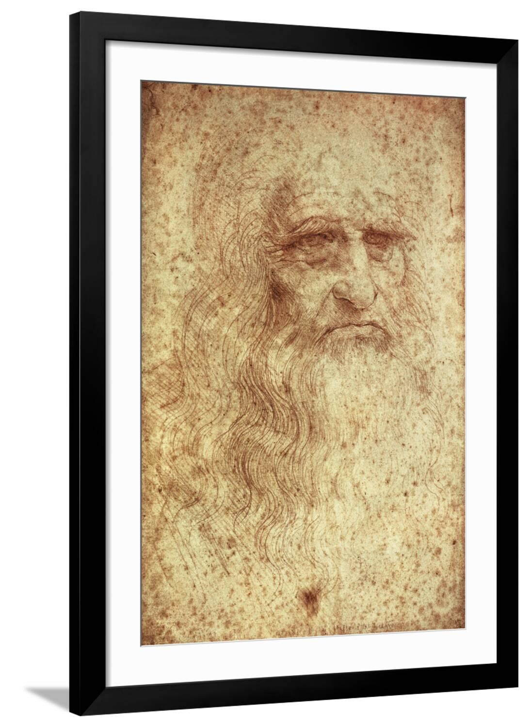 Art.com Self-Portrait Art Print by Leonardo da Vinci, Black Frame Wall ...