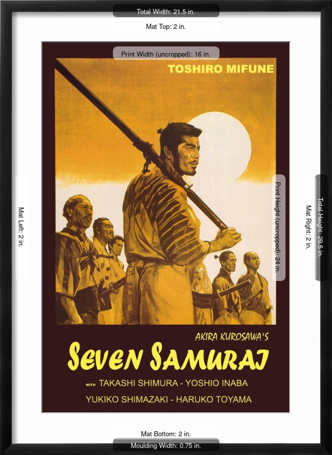 Art.com Seven Samurai, Italian Movie Poster, 1954 Art Print, Black ...