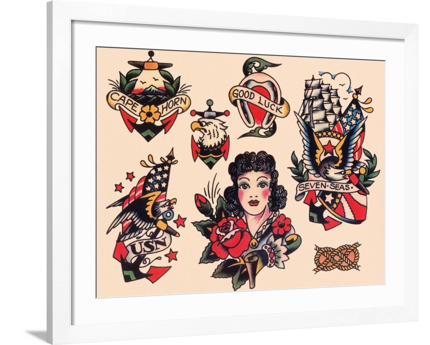 Art.com Seven Seas Authentic Tattoo Flash by Norman Collins, aka ...