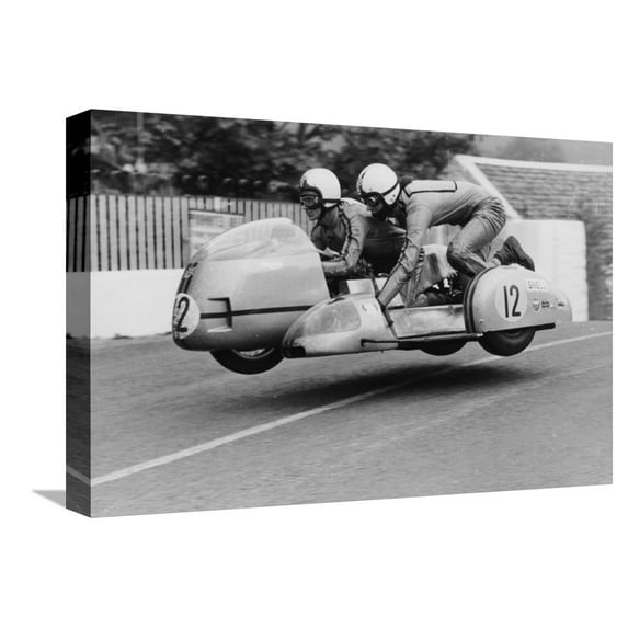 Art.com Sidecar TT Race, Isle of Man, 1970 Stretched Canvas Print Wall ...