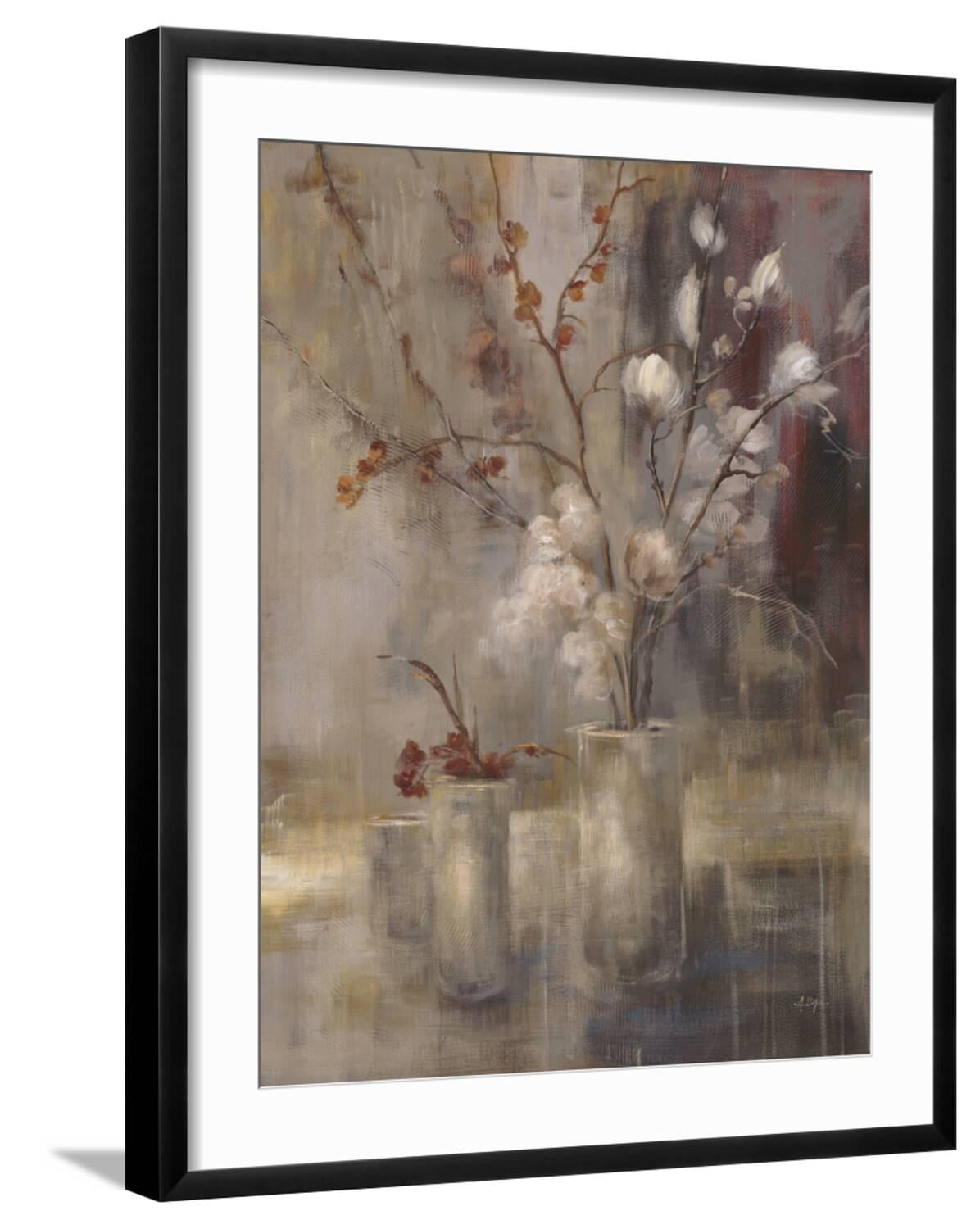 Art.com Silver Floral Art Print by Simon Addyman, Black Frame Wall Art ...