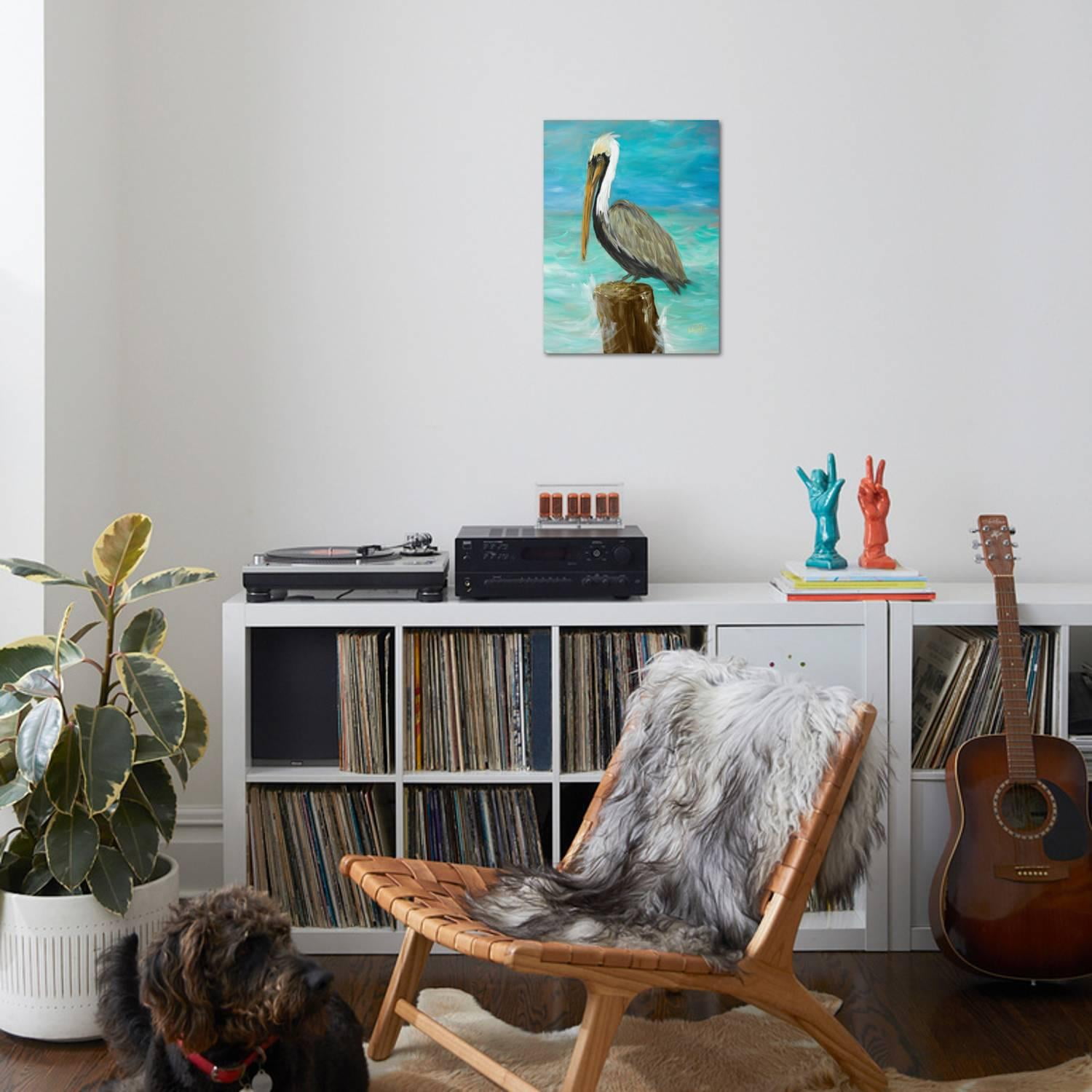 Art.com Single Pelican on Post Art Print by Julie DeRice, 18" x 24 ...