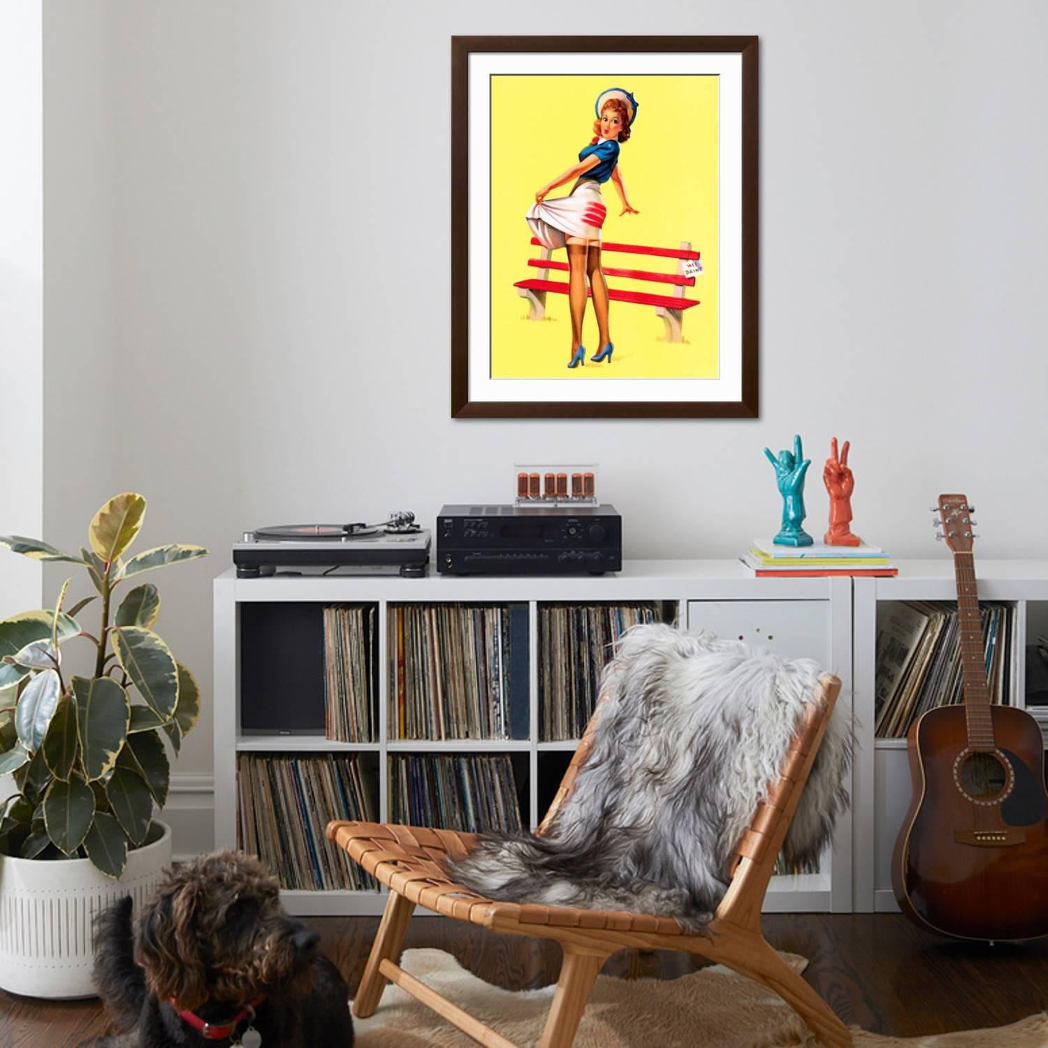 Art.com Sit Down Stripes Pin-Up c1940s Art Print by Art Frahm, Brown ...