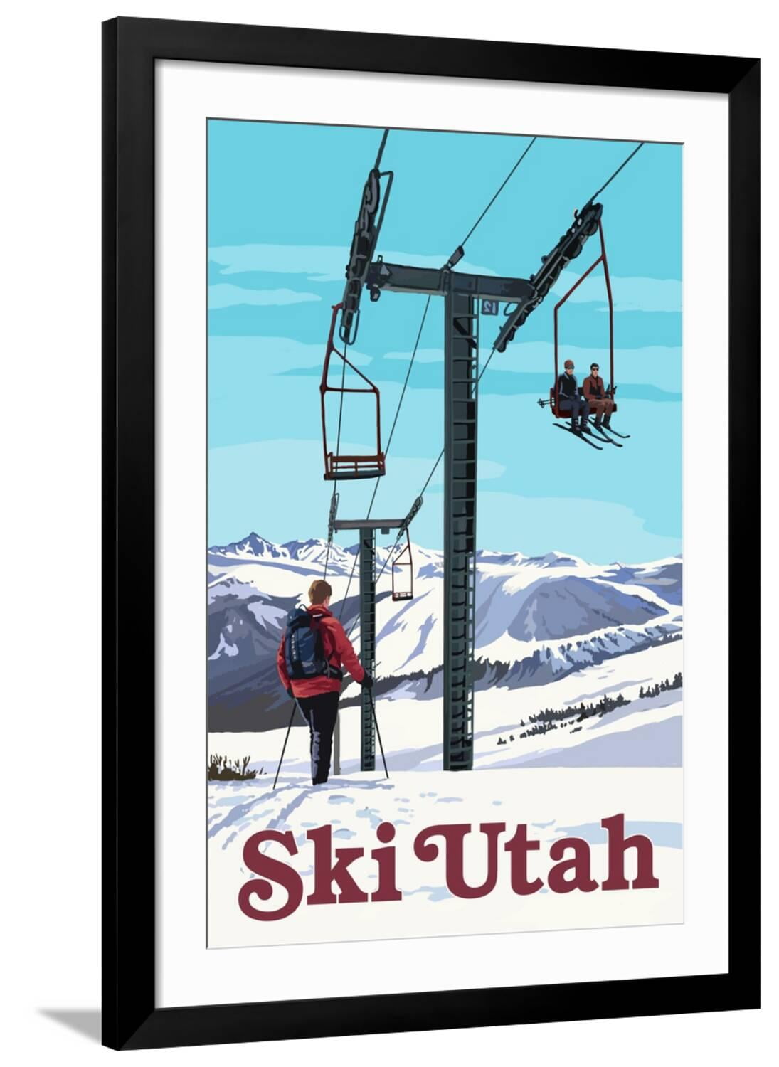 Art.com Ski Utah - Ski Lift Day Scene Art Print by Lantern Press, Black ...