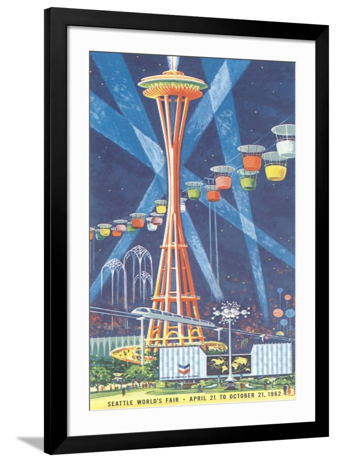 Art.com Space Needle, Seattle World's Fair Art Print, Black Frame Wall ...
