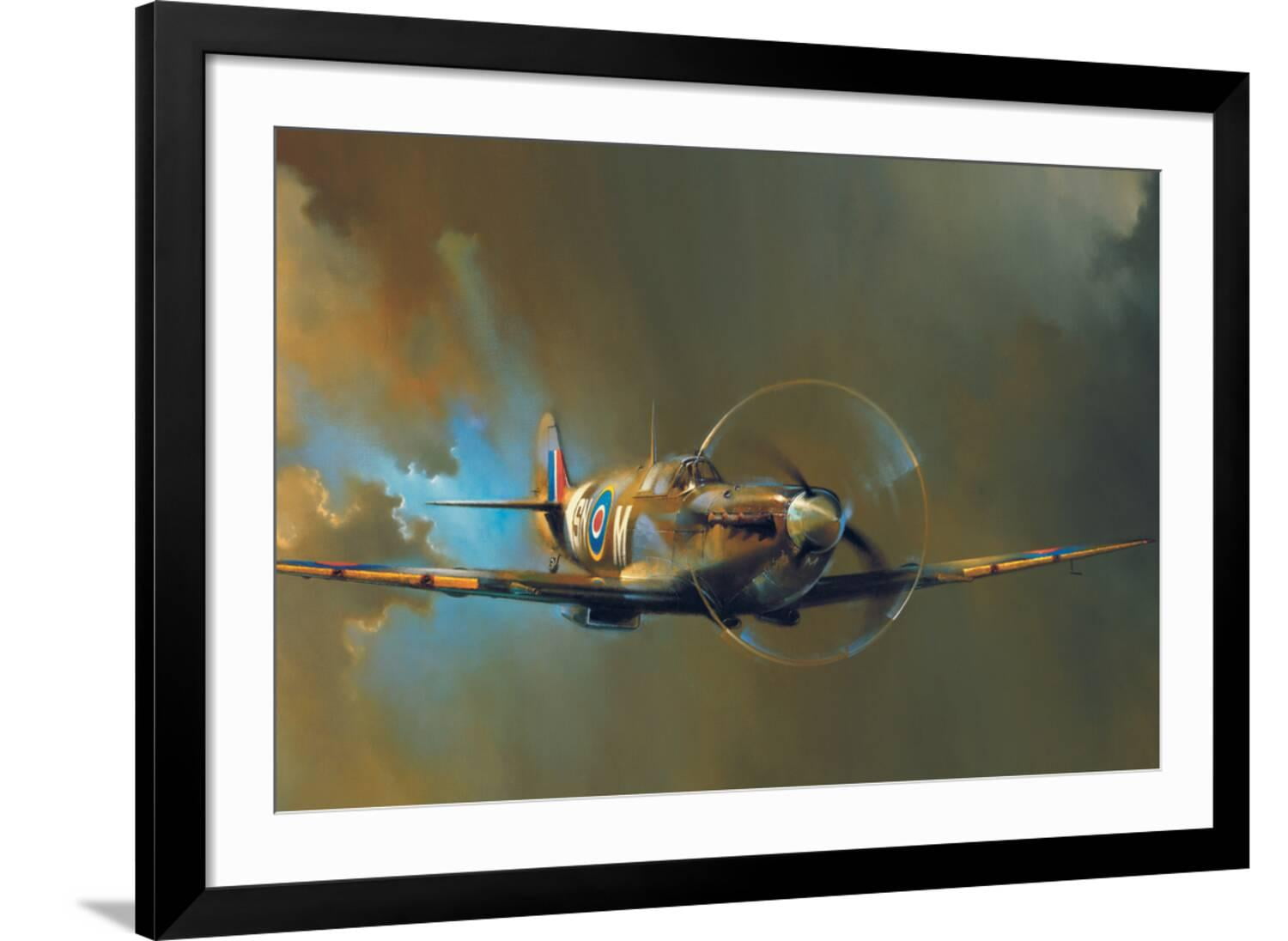 Art.com Spitfire Art Print by Barrie Clark, Black Frame Wall Art, 44" x ...