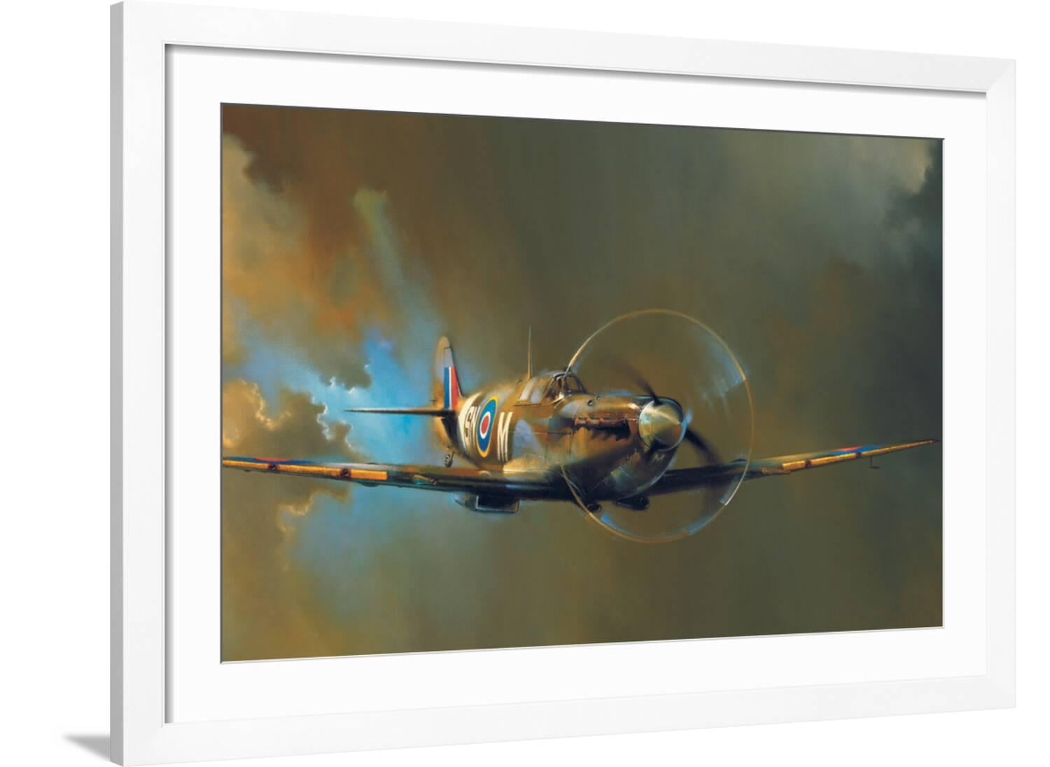 Art.com Spitfire Art Print by Barrie Clark, White Frame Wall Art, 44" x ...