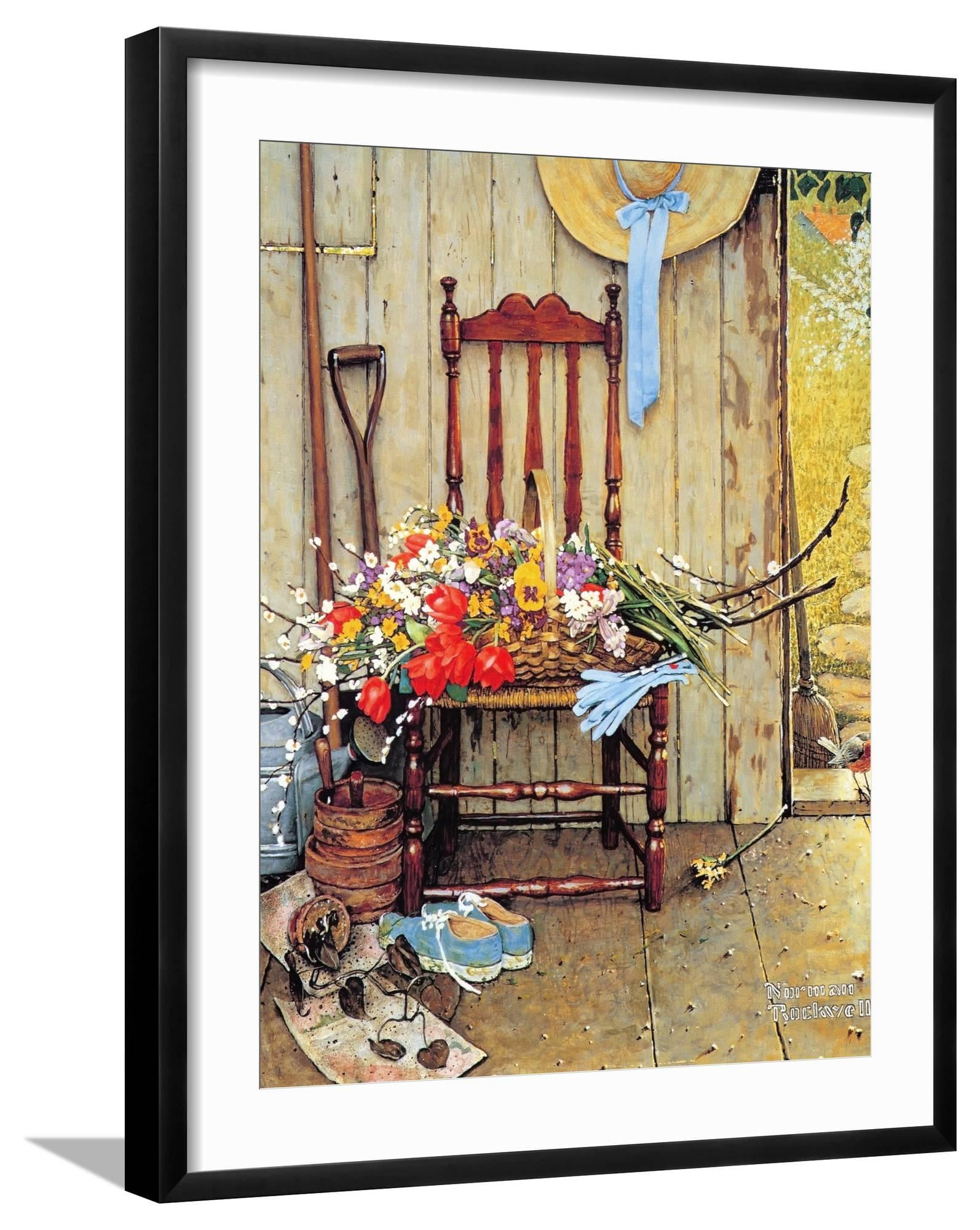 Art.com Spring Flowers Giclee Print by Norman Rockwell, Black Frame ...