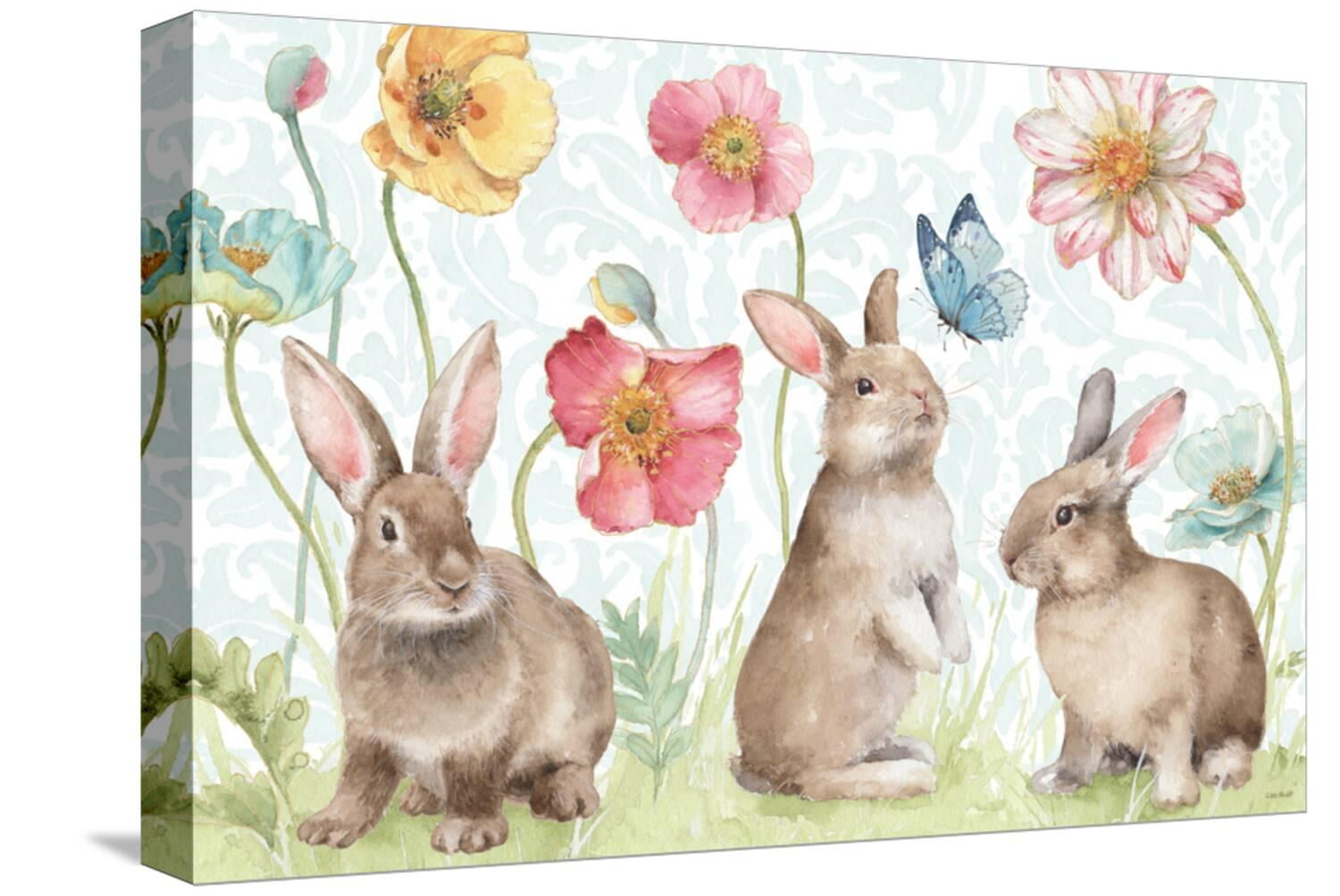 Art.com Spring Softies Bunnies I Stretched Canvas Print Wall Art by ...
