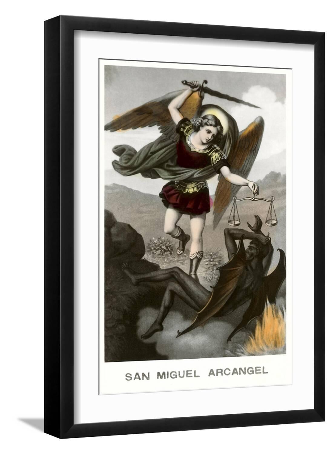 Art.com St. Michael the Archangel Fighting Dragon Art Print, Black ...