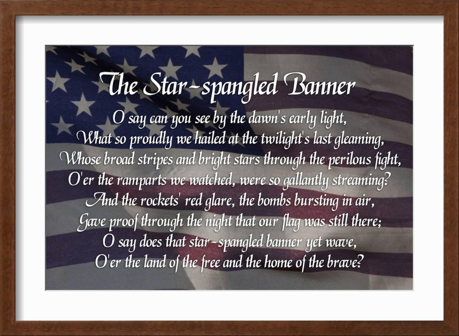 Art.com Star-spangled Banner Lyrics Art Print, Brown Frame Wall Art, 23 ...